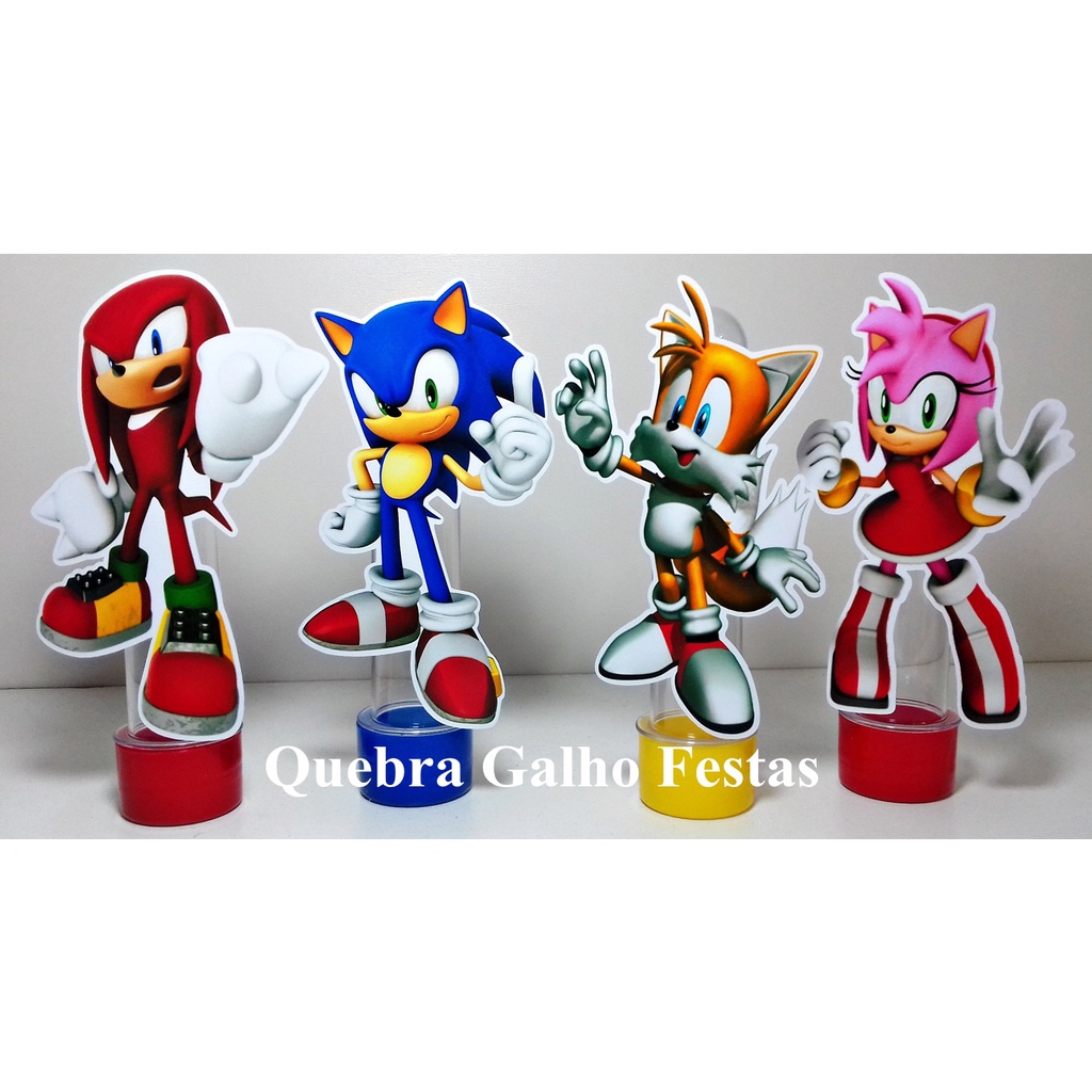 Tubete Sonic Turma – Sonic 13 Cm c/ aplique Pct com 10. | Shopee Brasil