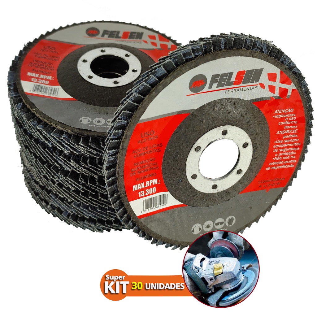 kit 30 Disco de lixa Flap para lixar madeira ferro e metais de ...