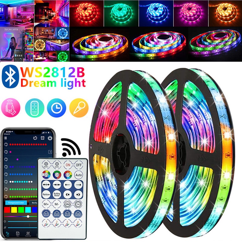 Fita LED Luzes 5M 10M 15M 20M SMD 5050 2835 RGB Full SET 12V 28Key ...