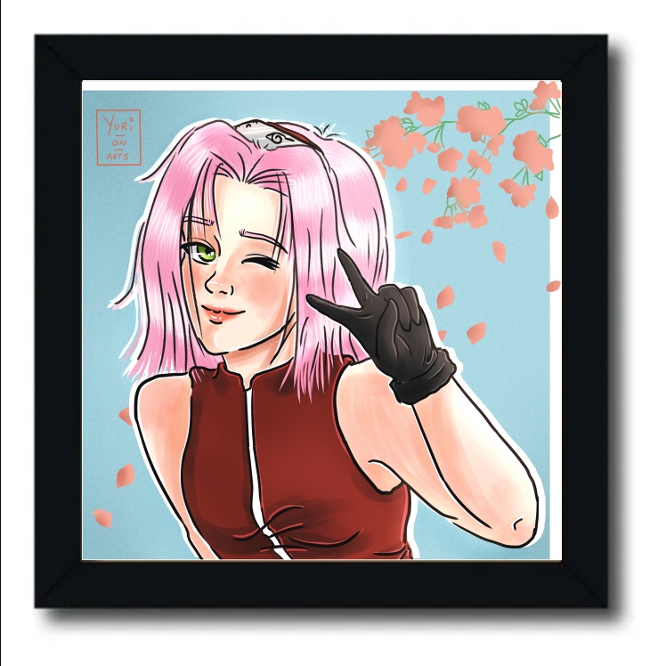 Quadro Preto Sakura Haruno Naruto Shippuden Boruto Flor de Cerejeira ...