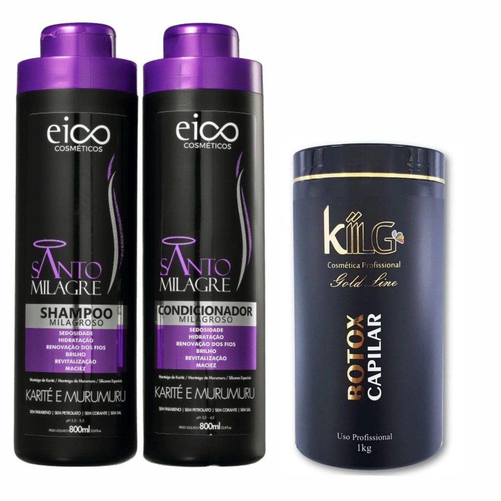 Kit Eico Santo Milagre + Botox Capilar Kiilg 1kg | Shopee Brasil