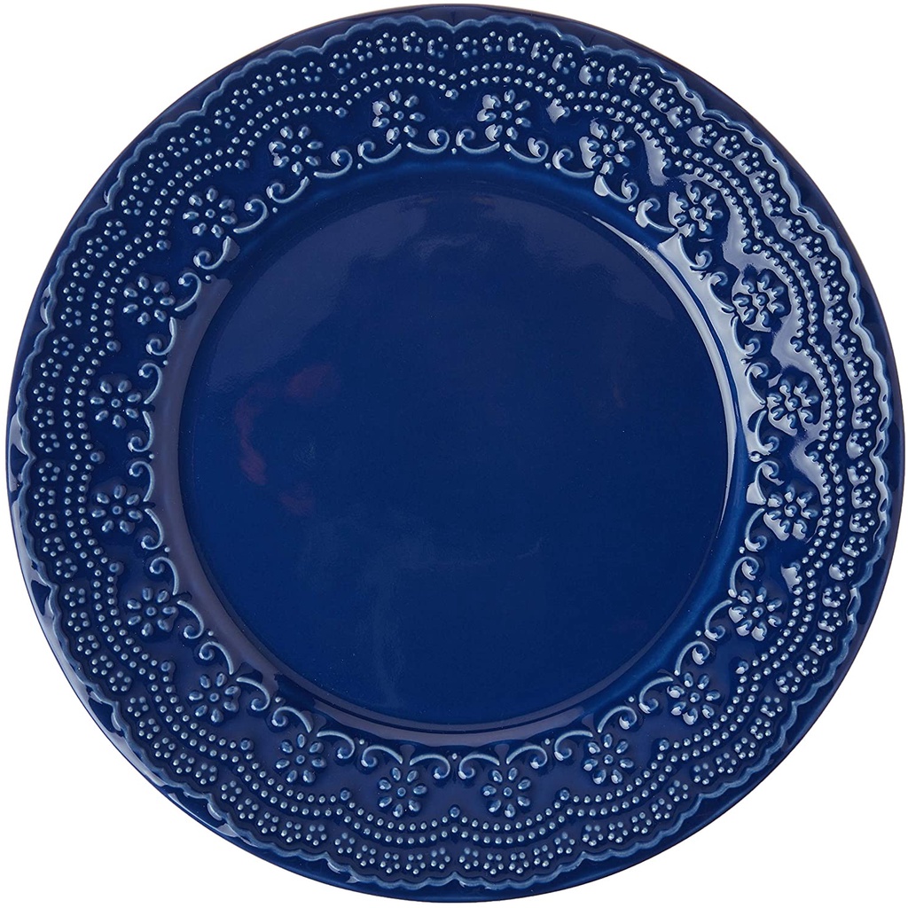 Prato Raso Azul Navy Madeleine Porto Brasil 26cm | Shopee Brasil