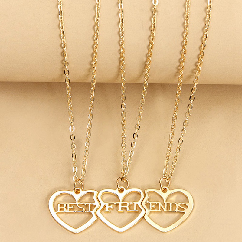 3pcs/Set BEST Amigos Pingente De Coração Colar BFF Gold Silver Amizade ...