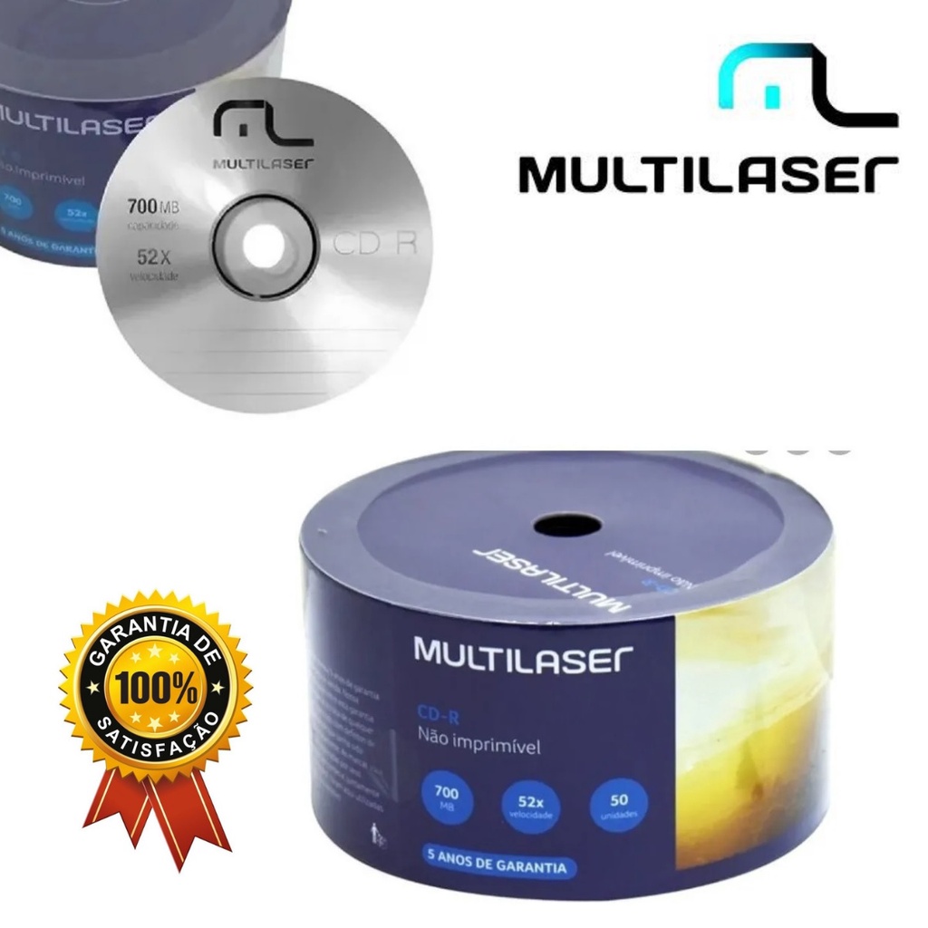 50 Unidades Cd Virgem Multilaser Logo 700mb 80min | Shopee Brasil