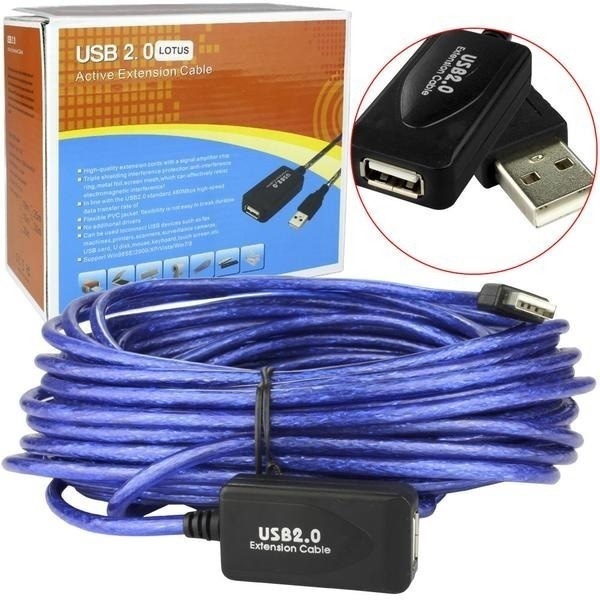 Cabo Extensor Usb 2.0 Ativo Amplificado Macho Fêmea 20 Metros | Shopee ...