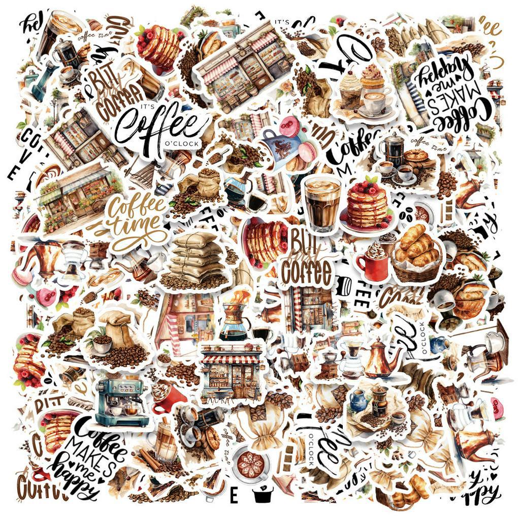 30pcs PVC Creative Retro Street Caf Afternoon Tea Collage Padrões Ricos ...