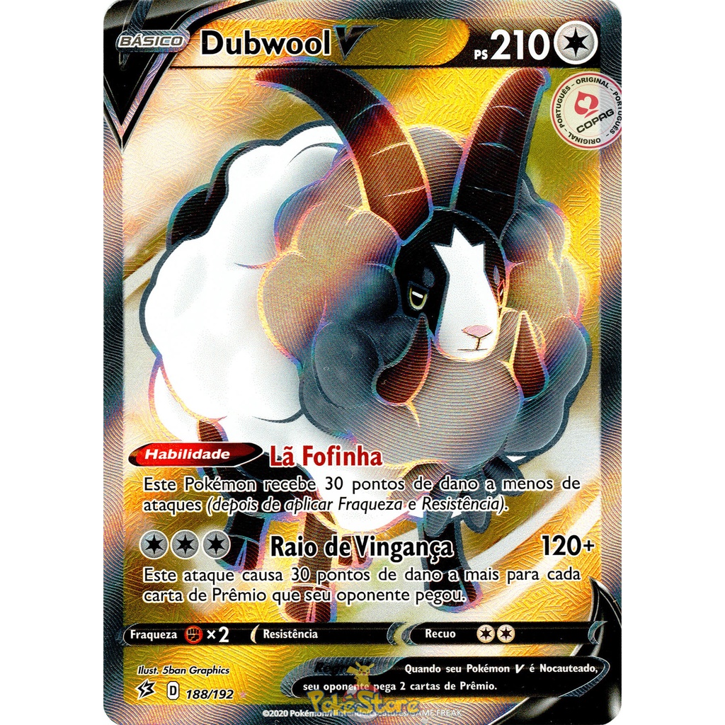 Carta Pokemon Dubwool V Full Art Português 188/192 Card Original Copag ...