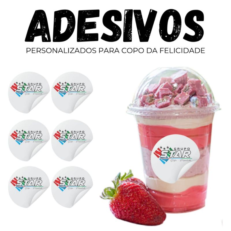 Adesivo 4x14,5cm Personalizado Vinil 100 Unidades (Com Recorte) | Shopee Brasil