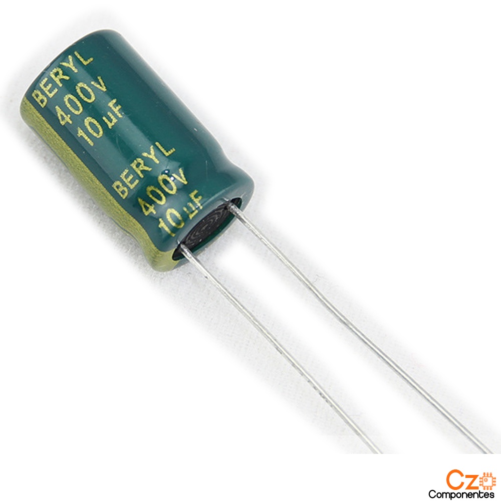 kit 10 peças Capacitor 10uf 400v 105ºc 10mf X 400v Eletrolítico 17x10mm ...