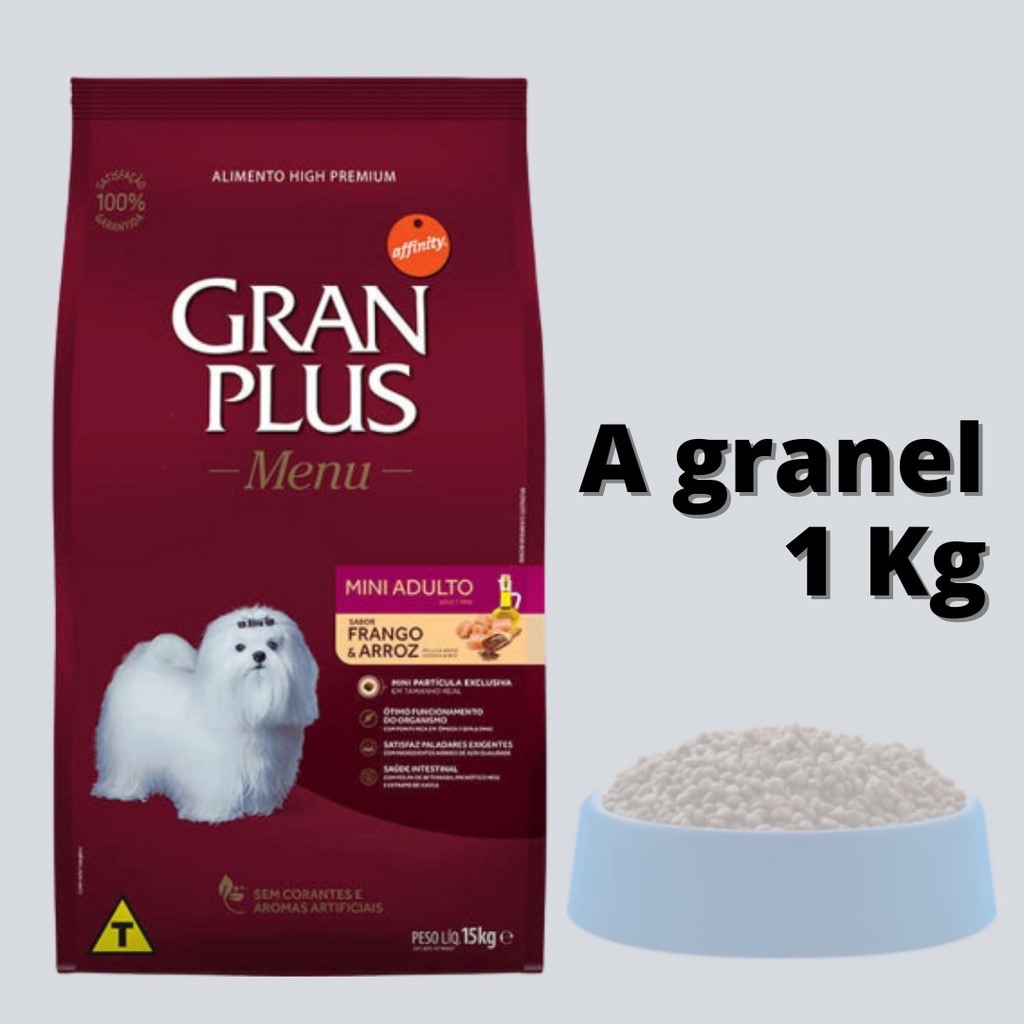 Ração Gran Plus Menu Cão Adulto Mini Frango & Arroz pet 1KG (AGRANEL ...