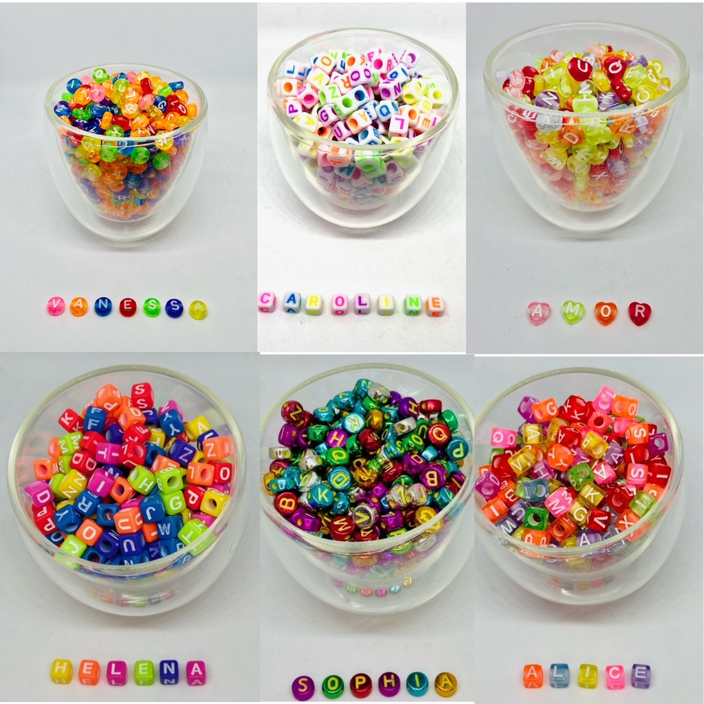 Pacote Com 16 Gramas Miçangas Letras Alfabeto Sortidas C/ Furo ...