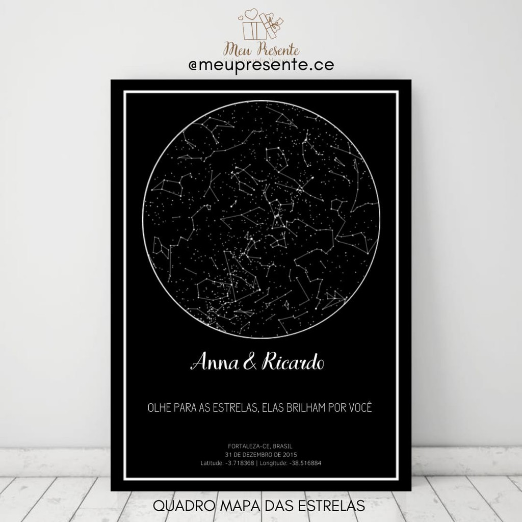 QUADRO MAPA DAS ESTRELAS - CLÁSSICO / MAPA DO CÉU/PRESENTE | Shopee Brasil