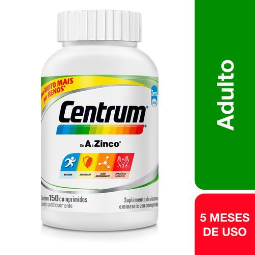 Multivitamínico Centrum 150 Comprimidos - Suplemento de Vitaminas e Minerais Adulto 5 meses de ...