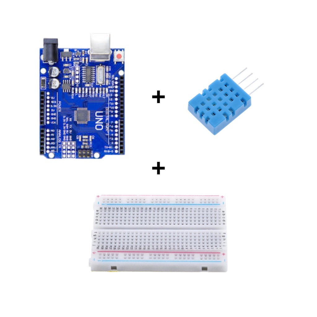 Arduino Uno + Sensor Dht11 + Protoboard + Jumpers MxF | Shopee Brasil
