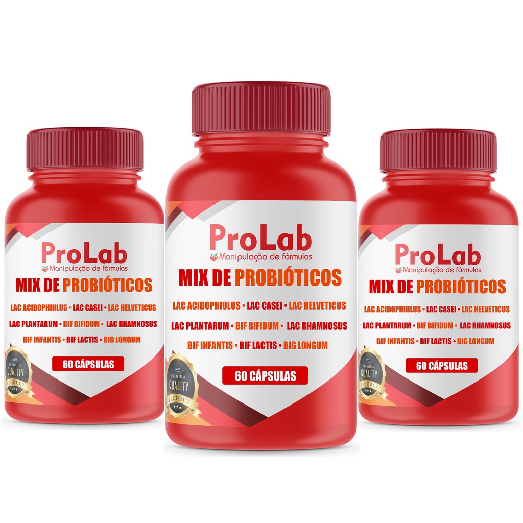 Mix De Probióticos (kit 3 Frascos) 60 Doses Cada. | Shopee Brasil