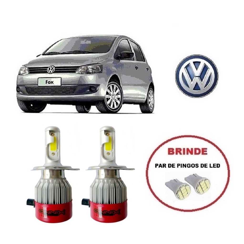 Kit 2 Lampadas Super Led para Farol Alto E Baixo Modelo Foco Simples H4 ...
