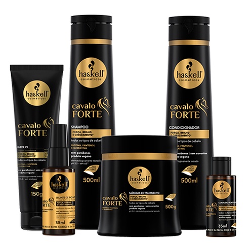 Kit Haskell Cavalo Forte Shampoo 500ml + Condicionador 500ml + Máscara 500g + Leave in 150g ...