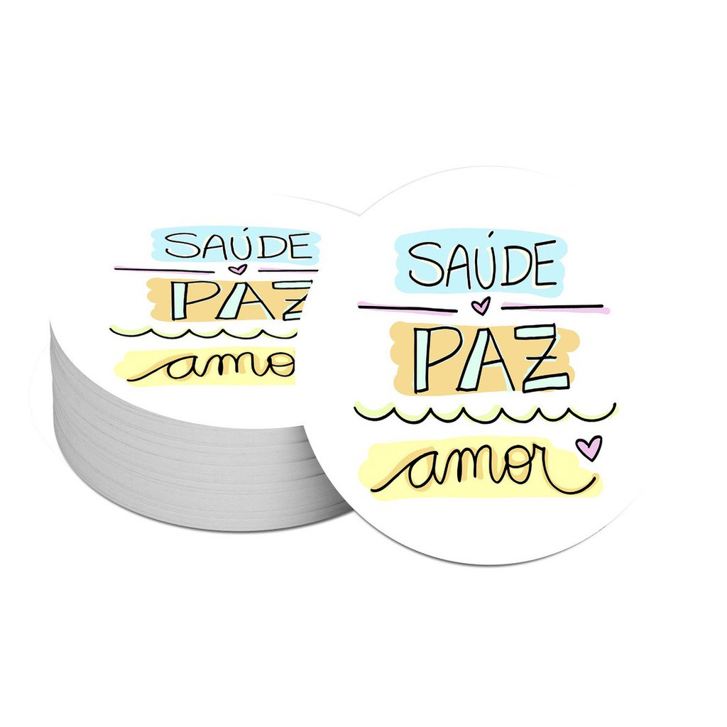 20 Tag Adesivos Saúde, paz e amor Aniversario 5cm | Shopee Brasil