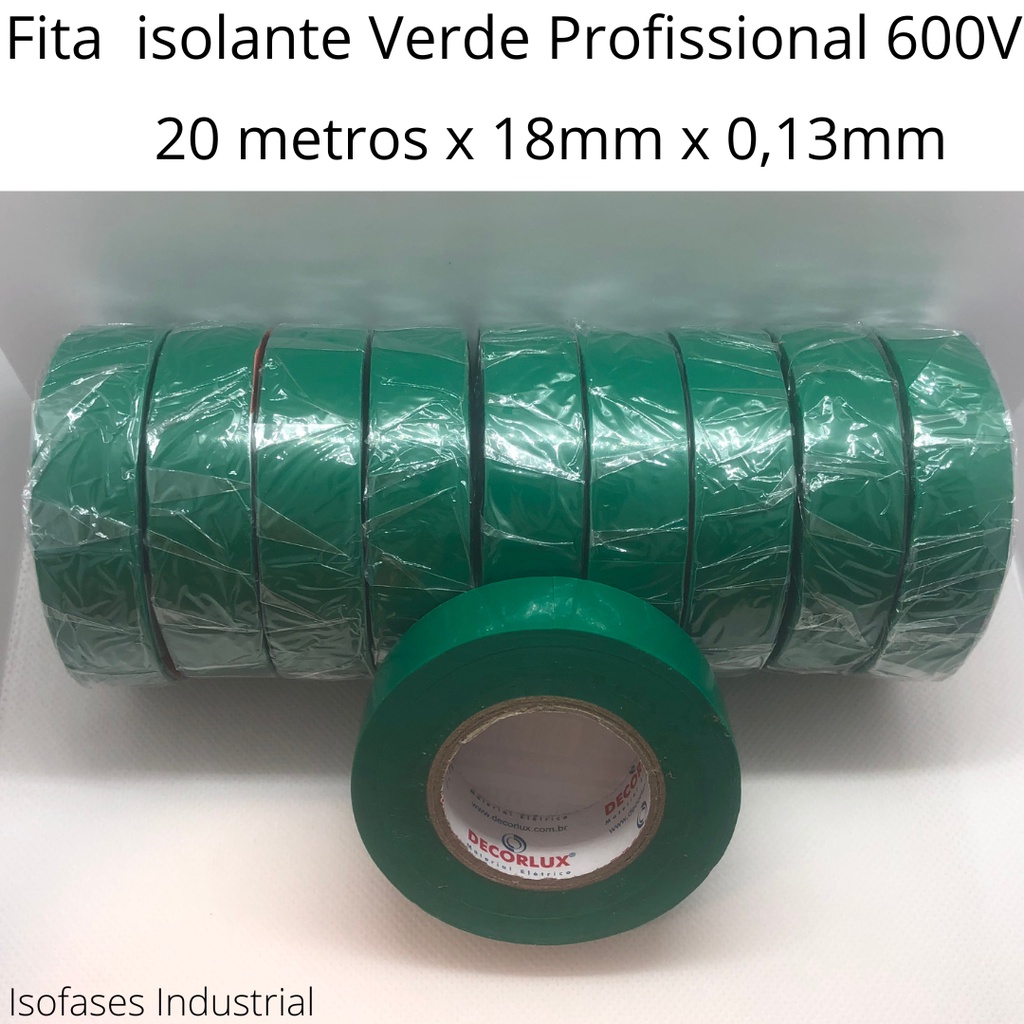 Fita Isolante Verde Profissional, Ótima Isolação Fase Terra. Fita ...