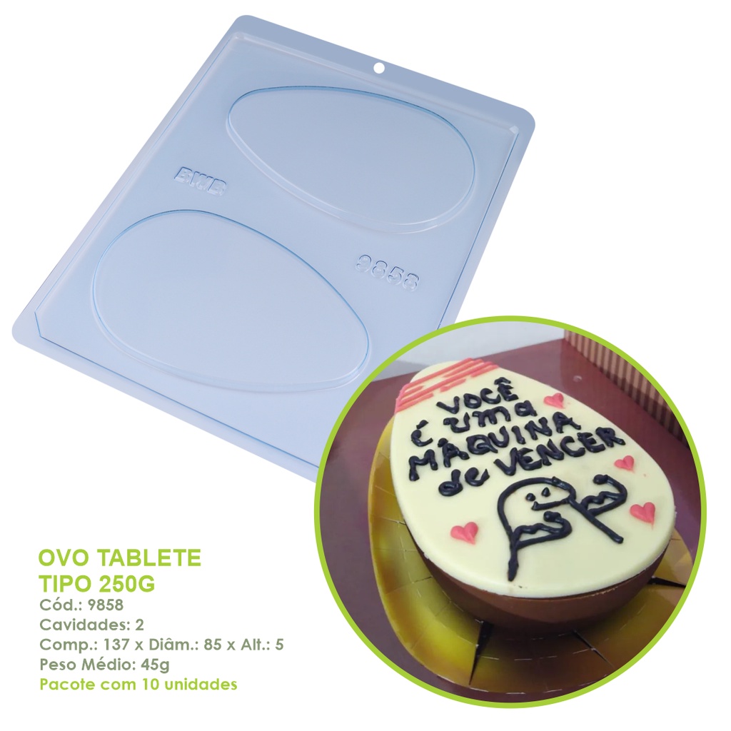 Forma Ovo Tablete Tipo 250g BWB KIT com 2, 5 ou 10 Formas - Cód.: 9858 ...
