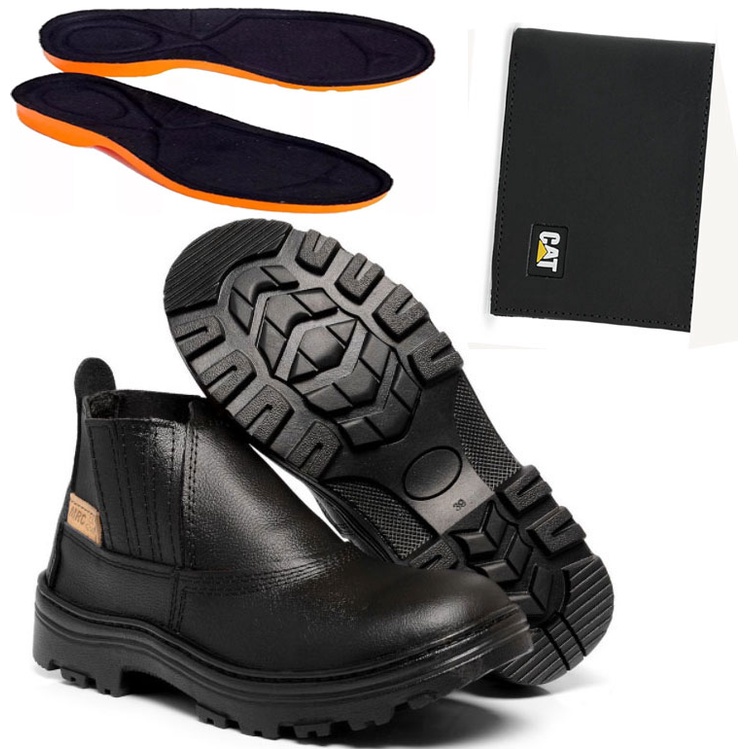 Bota Butina Segurança Couro Legítimo Bico PVC EPI CA Bota Cano Baixo ...