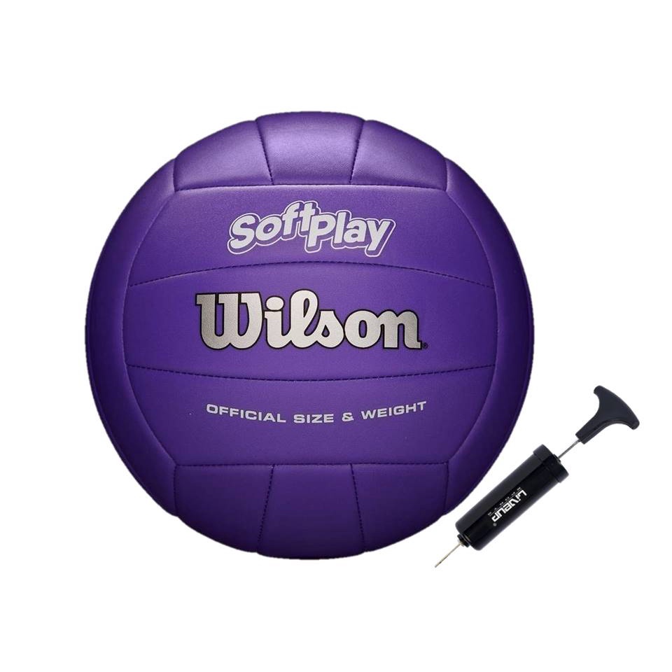 Kit Bola de Vôlei Soft Play Roxa Wilson com Bomba | Shopee Brasil