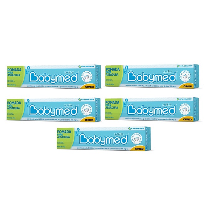 Kit 5 unidades Babymed Azul Pomada para assaduras 45g | Shopee Brasil