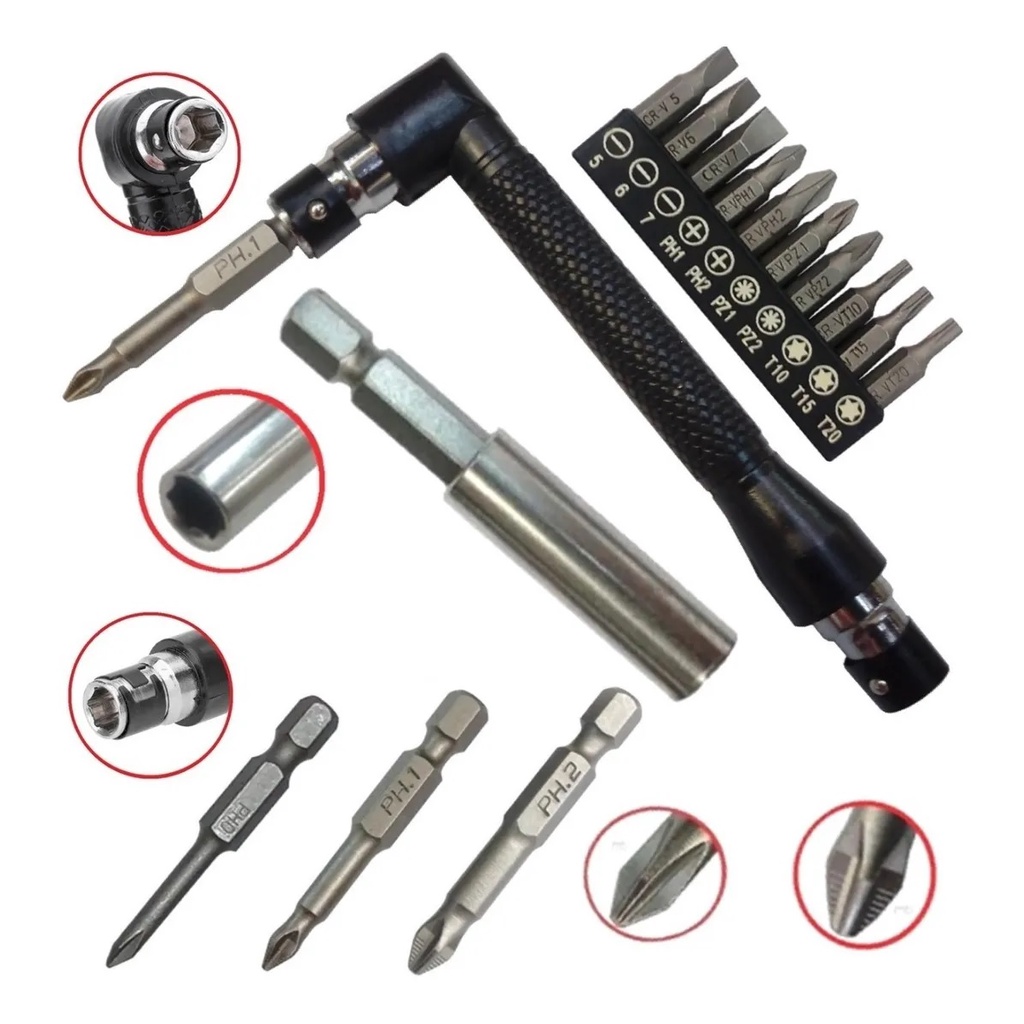 Extensor Chave L Ponteiras Ph0 Ph1 Ph2 T10 T15 T20 Fenda 5 7 | Shopee ...