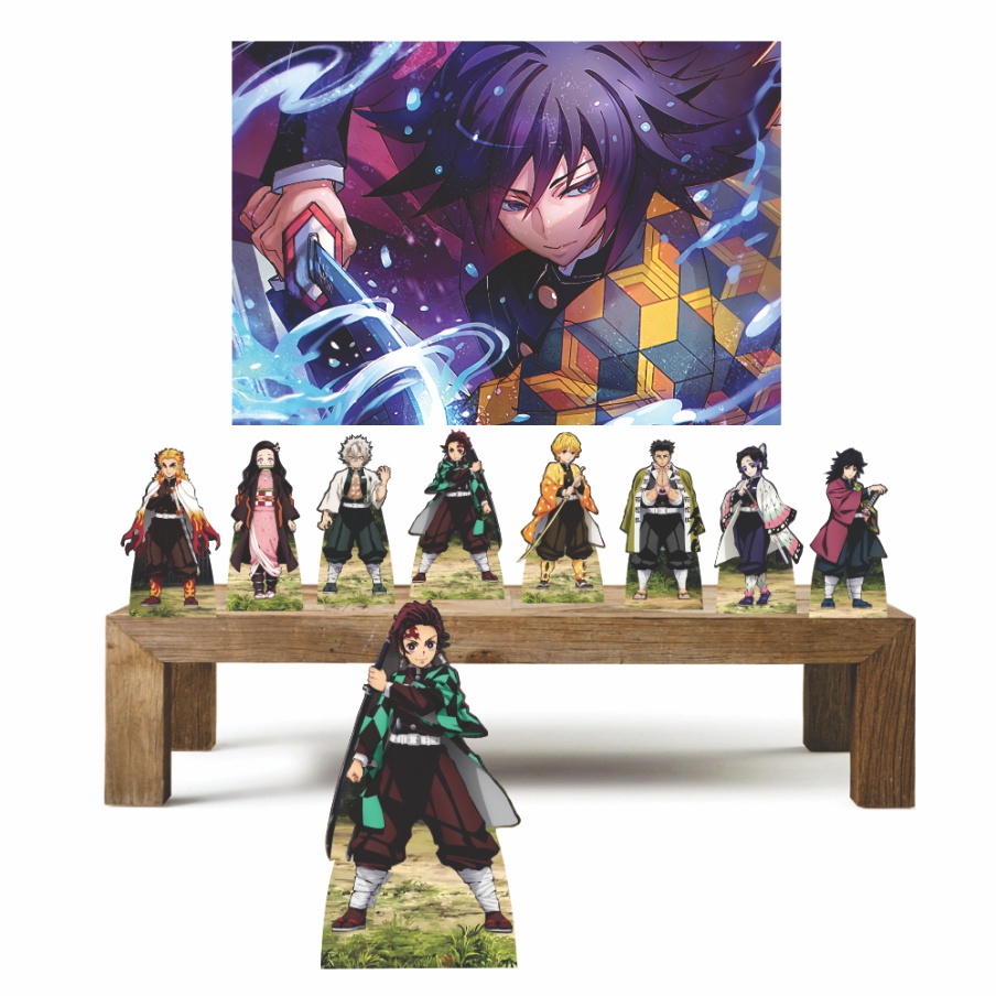 Demon Slayer Kit 9 Displays, 1 De Chão, 8 De Mesa + Painel Kit Festa ...