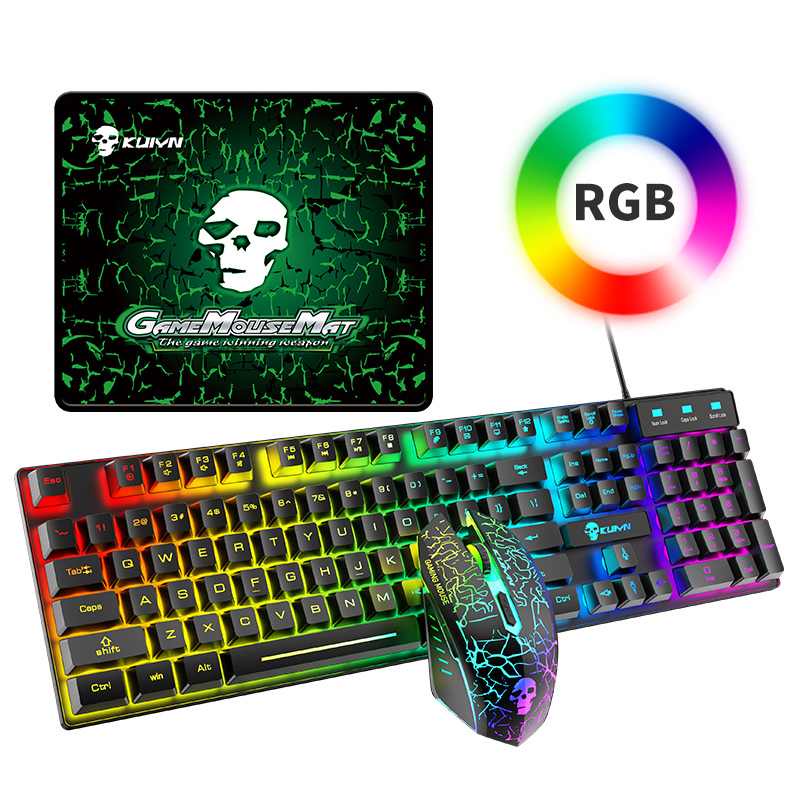Teclado USB Manipulador De Jogos RGB LED E Tapetes De Rato Conjunto De ...