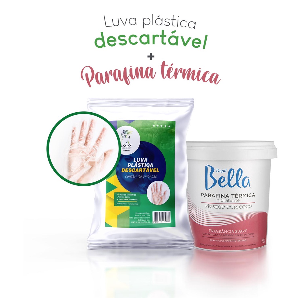 Kit Parafina Hidratante Pessego e Côco 350 g Depil Bella + Luva ...