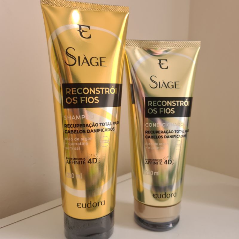 Kit Shampoo e Condicionador Reconstrói os Fios Siàge | Shopee Brasil