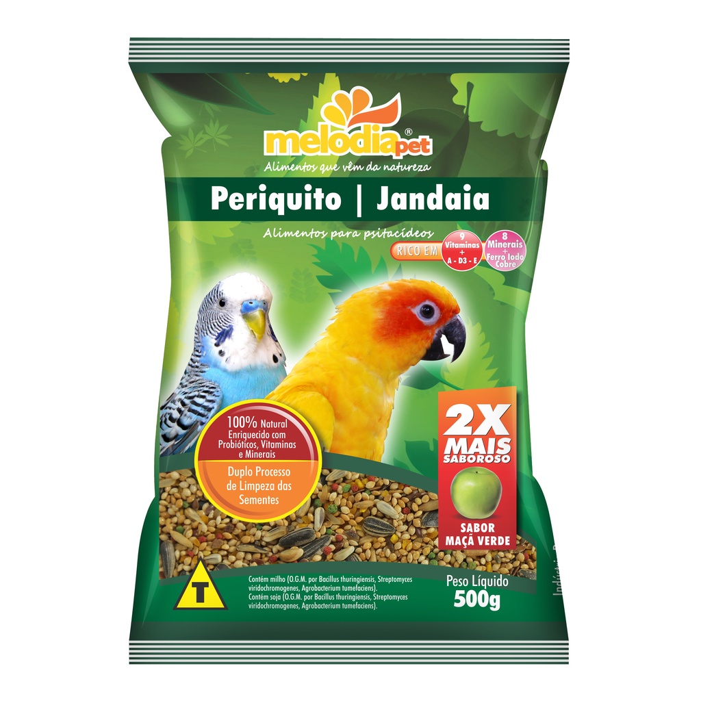 Periquito e Jandaia sabor maçã verde - 500g - melodiapet | Shopee Brasil