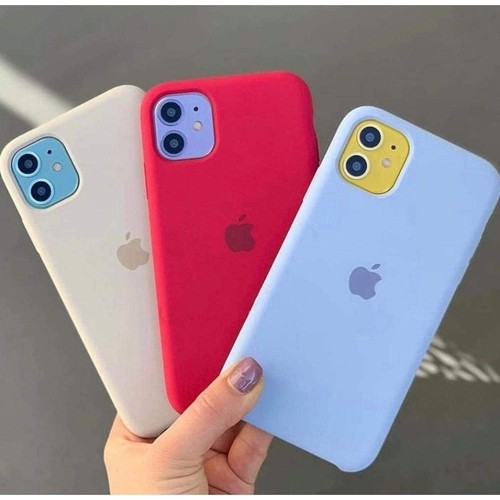 Kit 3 Capas Silicone Aveludado iPhone 11 Cinza claro, Marsala e Azul ...