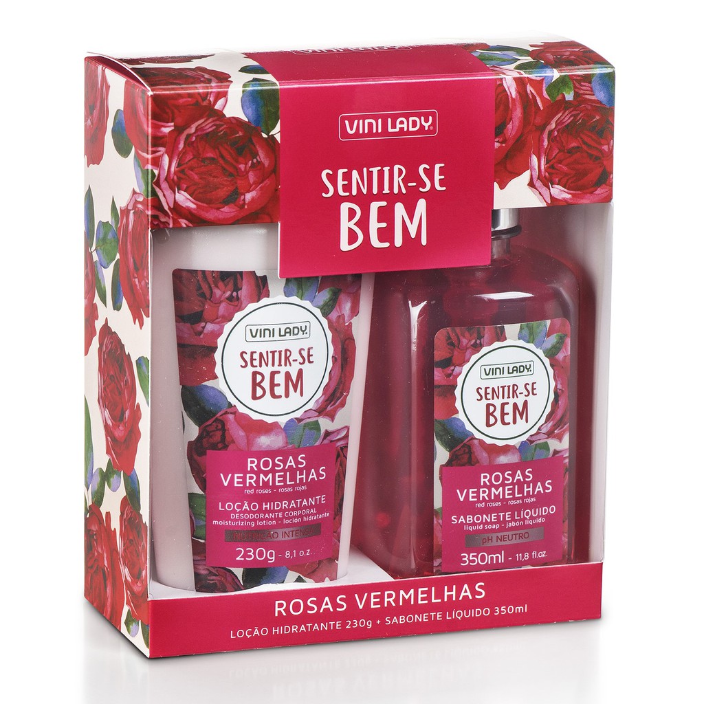 Kit Loção Hidratante e Sabonete Liquido Vini Lady Sentir-se Bem Rosas ...