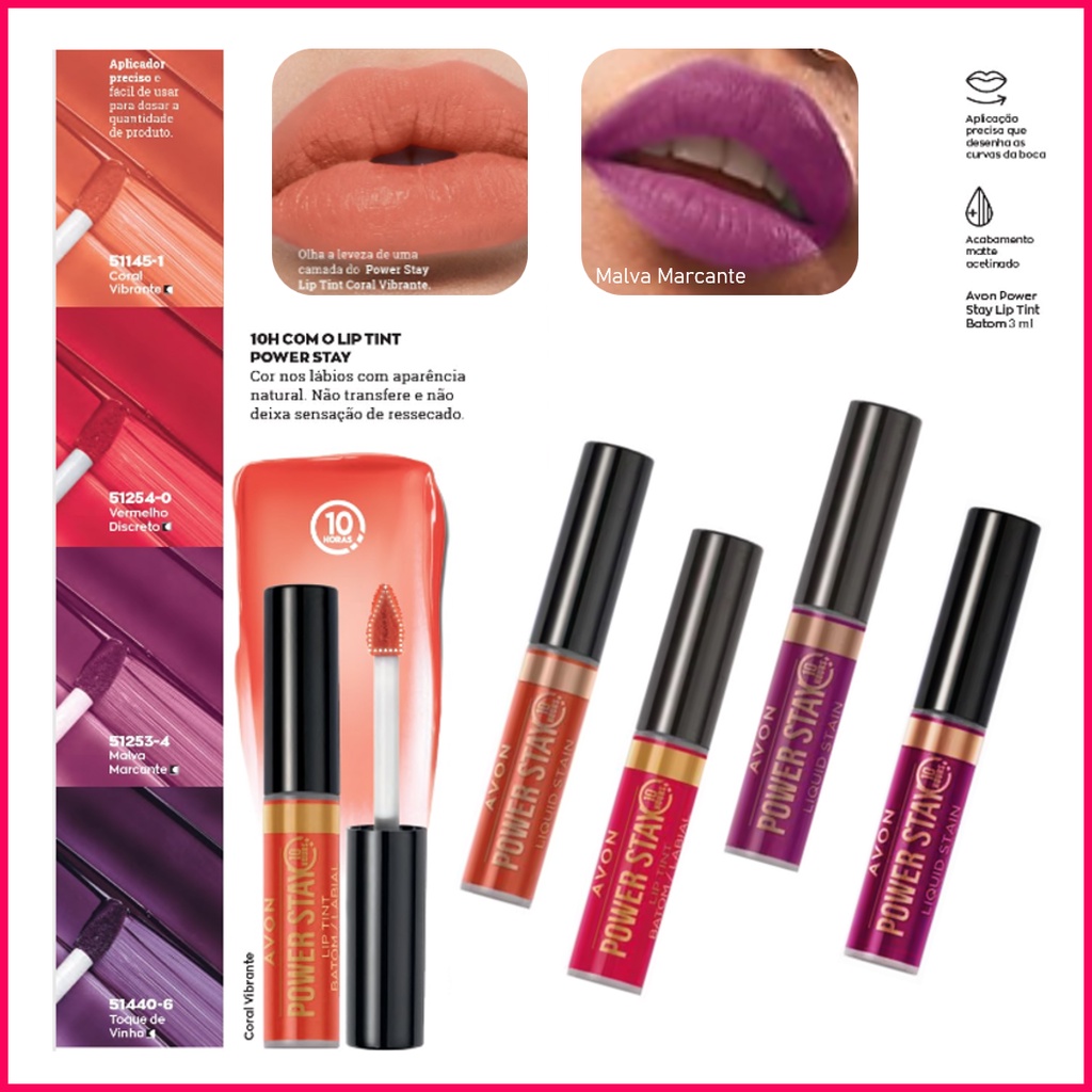 Batom Lip Tint Avon Power Stay | Shopee Brasil