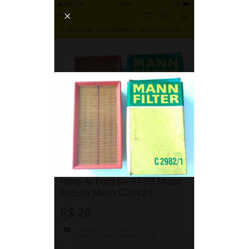 Filtro Ar Mann C2982/1 Ford Ka 1997 1998 Motor Endura | Shopee Brasil