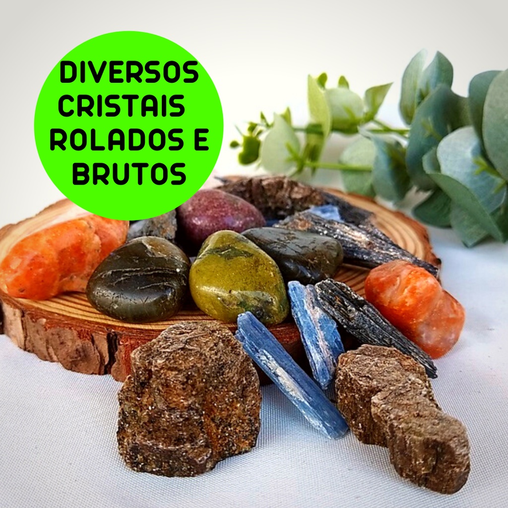 Cristal Rolado e Bruto Natural Pedra unitária turmalina negra, ametista ...