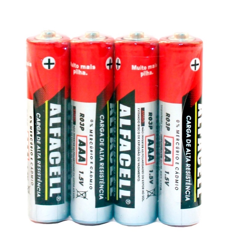 Pilha AA comum Pilhas AAA Palito ALFACELL Super Hyper Cartela Com 4 ...