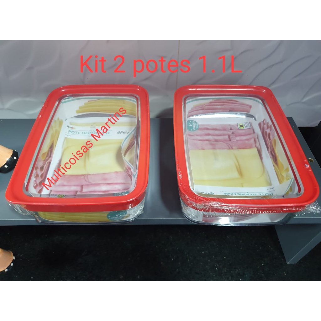 kit 2 potes frios para presunto e queijo acrilico hermetico 1 kg de ...
