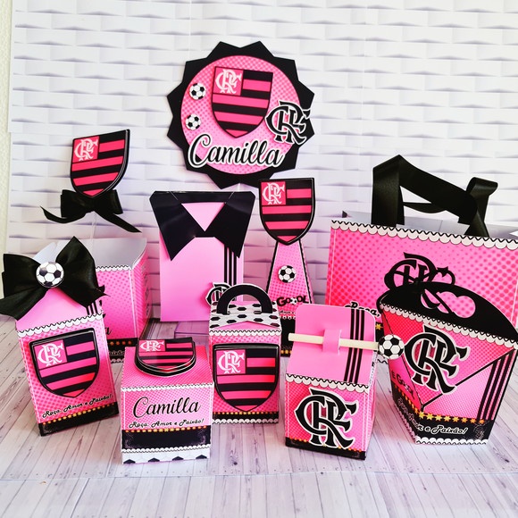 kit 15 itens personalizados Flamengo rosa | Shopee Brasil