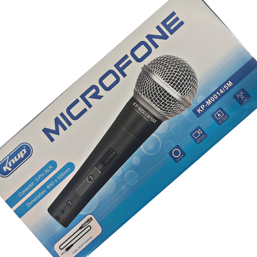 Microfone Profissional Com Fio 5 Metros + Bag + Suporte Xlr KNUP KP-M0014/5M | Shopee Brasil