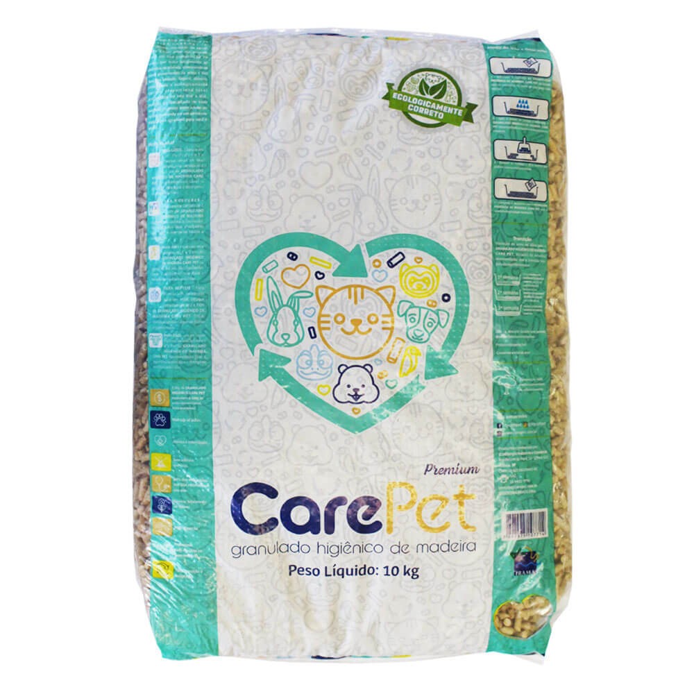 Granulado Higiênico CarePet de Madeira para Gatos -10kg | Shopee Brasil