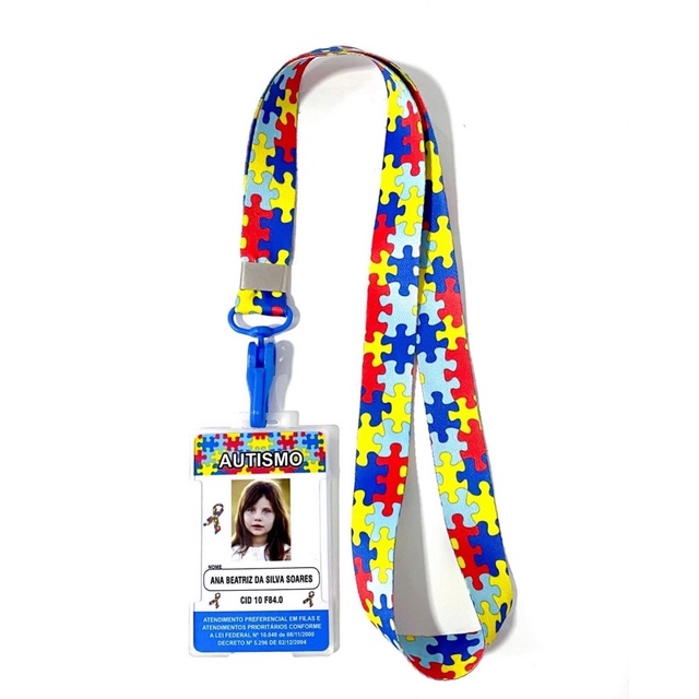 Crachá Autismo Kit Crachá + Porta-crachá + Cordão Personalizado Autismo ...