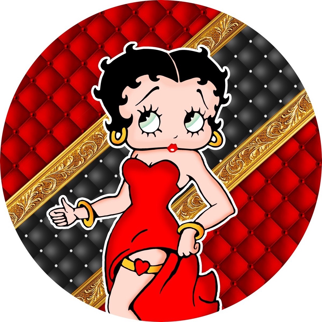 Painel de Festa Redondo Tema Betty Boop Em Tecido Veste fácil | Shopee ...