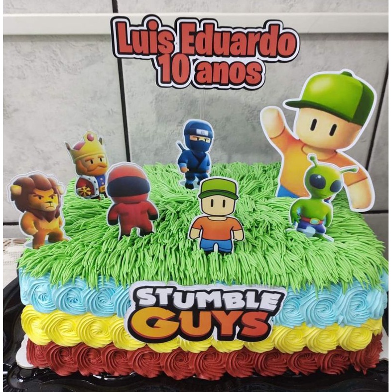 Topo de bolo jogo stumble guys topper personalizado com nome e idade ...