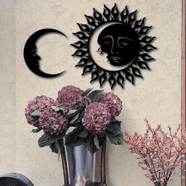Kit Aplique de Parede vazado Sol e a Lua em Mdf Quadro decorativo | Shopee Brasil