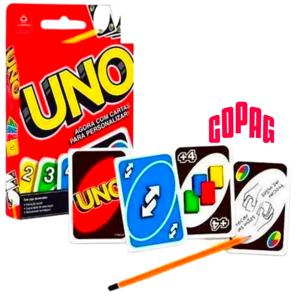Jogo Baralho Uno Copag Original Com Cartas para Personalizar 114 Cartas ...