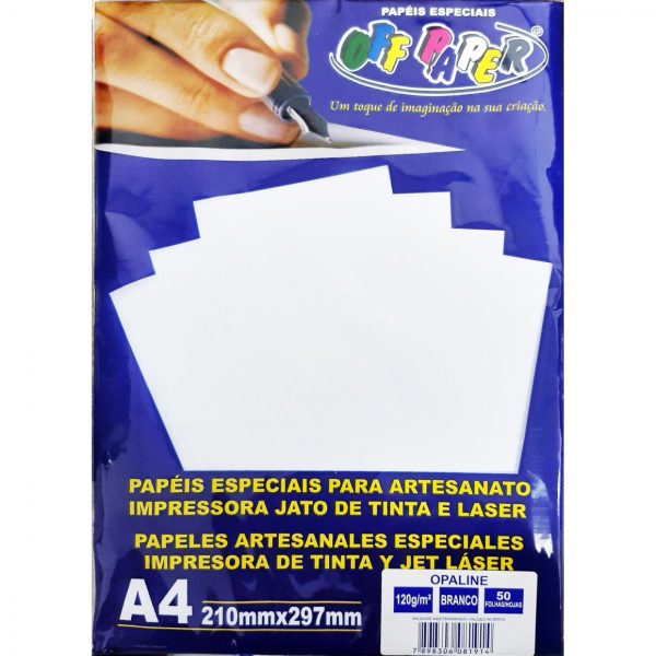 Papel Opaline (off set) Off Paper A4 180gr Branco Pacote com 50fls ...