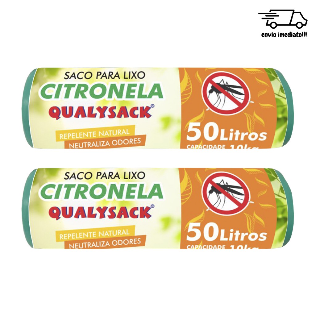 Saco para Lixo Citronela Repelente 50L Bloqueador Odor e inseto 60un ...